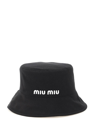 Miu Kadın Siyah Beyaz Logo Detaylı Bucket Şapka S Eu Miu Kadın Siyah Beyaz Logo Detaylı Bucket Şapka S Eu