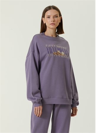 Fifty Pieces Kadın Mor Logolu Oversize Sweatshirt XS/S EU Fifty Pieces Kadın Mor Logolu Oversize Sweatshirt XS/S EU