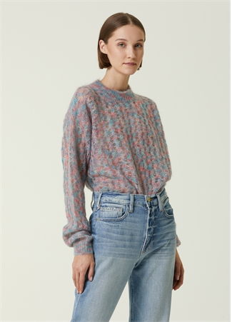 Acne Studios Kadın Mavi Pembe Dik Yaka Kazak S EU Acne Studios Kadın Mavi Pembe Dik Yaka Kazak S EU