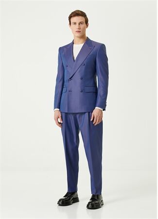 Dolce&Gabbana Erkek Regular Fit Mavi Yün Pantolon Lacivert 52 IT