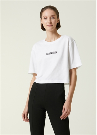 Ck Performance Kadın Beyaz Logolu Yırtmaç Detaylı T-shirt S EU