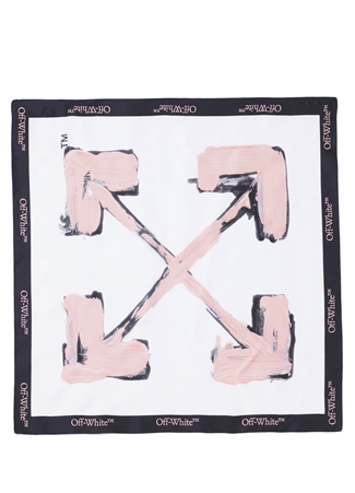 Off-White Kadın Beyaz Pembe Logo Baskılı İpek Eşarp EU Off-White Kadın Beyaz Pembe Logo Baskılı İpek Eşarp EU