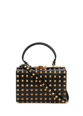 Valentino Garavani Kadın Rockstud Siyah Deri Omuz Çantası EU