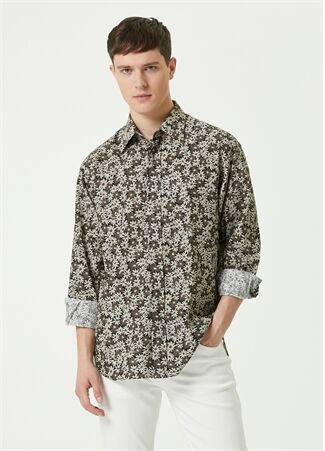 Tom Ford Erkek Haki Çiçek Desenli Gömlek 39 IT