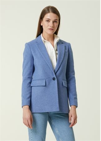 Beymen Club Kadın Mavi Tek Düğmeli Kaşe Blazer S