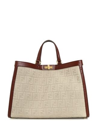 Fendi Kadın Medium Bej Logolu Omuz Çantası EU