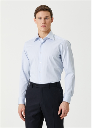 Fray Erkek Liegi Mavi Çizgili Gömlek 42 IT