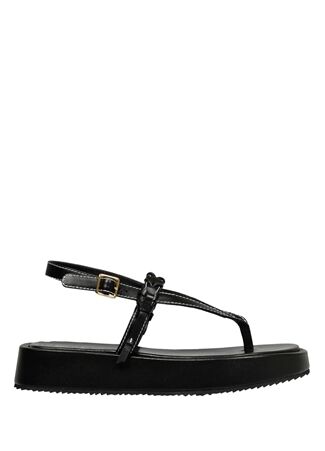 Jw Anderson Kadın Siyah Örgü Bantlı Deri Sandalet 38 EU