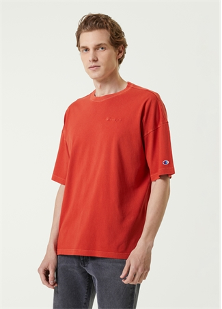 Champion Erkek Kiremit Bisiklet Yaka T-shirt Kırmızı S EU Champion Erkek Kiremit Bisiklet Yaka T-shirt Kırmızı S EU