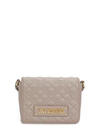 Love Moschino Kadın Gri Logolu Kapitone Dokulu Omuz Çantası EU