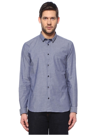 Palzileri Lab Erkek Mavi Küçük Yaka Cepli Gömlek 4 IT