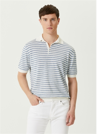Maurizio Baldassari Erkek Mavi Beyaz Çizgili Polo Yaka Keten T-shirt S Eu Maurizio Baldassari Erkek Mavi Beyaz Çizgili Polo Yaka Keten T-shirt S Eu
