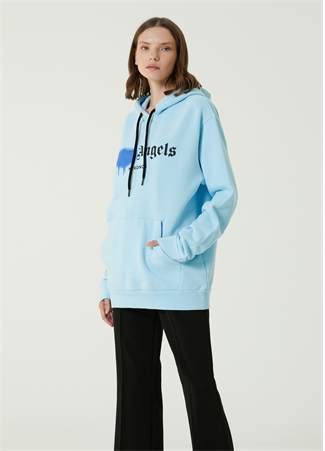 Palm Angels Kadın Mavi Kapüşonlu Logo Baskılı Sweatshirt XS EU Palm Angels Kadın Mavi Kapüşonlu Logo Baskılı Sweatshirt XS EU
