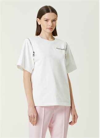 Alexander McQueen Kadın Beyaz Omzu Fermuar Detaylı T-shirt 42 IT Alexander McQueen Kadın Beyaz Omzu Fermuar Detaylı T-shirt 42 IT