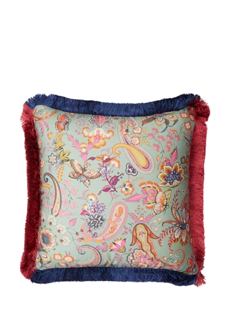 Etro Home Yeşil Desenli Püsküllü 45x45 cm Dekoratif Yastık Etro Home Yeşil Desenli Püsküllü 45x45 cm Dekoratif Yastık