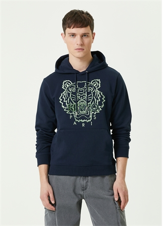 Kenzo Erkek Lacivert Kapüşonlu Kaplan Nakışlı Sweatshirt S EU Kenzo Erkek Lacivert Kapüşonlu Kaplan Nakışlı Sweatshirt S EU