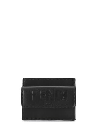 Fendi Kadın Siyah Logolu Deri Kartlık EU