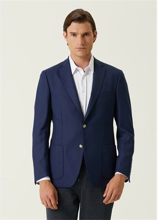 Network Erkek Slim Fit Lacivert Yün Ceket 46-6N EU