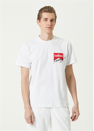 Casablanca Erkek Beyaz Logo Detaylı Organik Pamuk T-shirt L EU Casablanca Erkek Beyaz Logo Detaylı Organik Pamuk T-shirt L EU