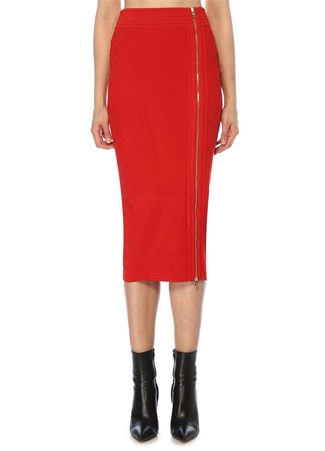 Balmain Kadın Kırmızı Midi Triko Etek 36 FR