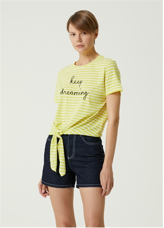 Beymen Club Kadın Neon Sarı Çizgili Beli Bağcıklı T-shirt S Beymen Club Kadın Neon Sarı Çizgili Beli Bağcıklı T-shirt S