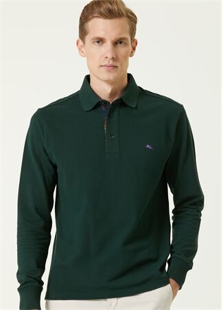 Etro Erkek Yeşil Polo Yaka Logo Nakış Detaylı Sweatshirt S EU