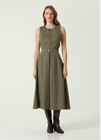 Faraway Kadın Haki Midi Evaze Etek 34 EU Faraway Kadın Haki Midi Evaze Etek 34 EU