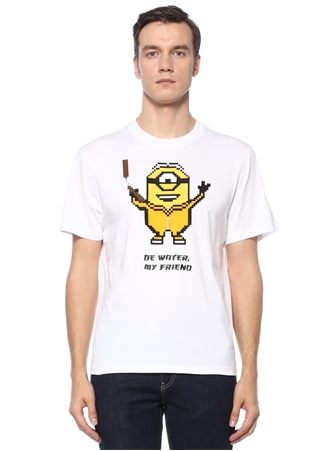 8-Bit by Mhrs Erkek Beyaz 3D Figür Baskılı Basic T-shirt XS EU