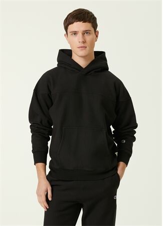 Champion Erkek Siyah Kapüşonlu Sweatshirt S EU