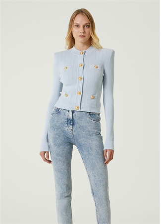 Balmain Kadın Mavi Triko Hırka 40 FR Balmain Kadın Mavi Triko Hırka 40 FR