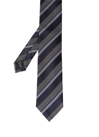 Zegna Erkek Lacivert Çizgi Desenli İpek Kravat EU Zegna Erkek Lacivert Çizgi Desenli İpek Kravat EU