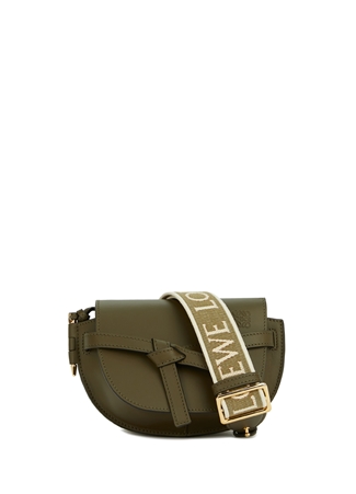 Loewe Kadın Yeşil Logolu Deri Omuz Çantası Haki EU Loewe Kadın Yeşil Logolu Deri Omuz Çantası Haki EU