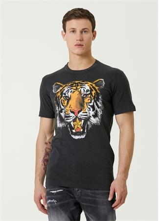 Dsquared2 Erkek Antrasit Kaplan Baskılı T-shirt Gri S EU Dsquared2 Erkek Antrasit Kaplan Baskılı T-shirt Gri S EU