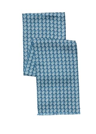 Pal Zileri Erkek Mavi Geometrik Desenli İpek Atkı EU