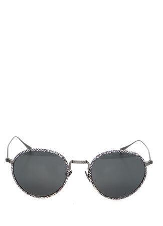 Giorgio Armani Erkek Silver Yuvarlak Formlu Güneş Gözlüğü Gri 5 EU