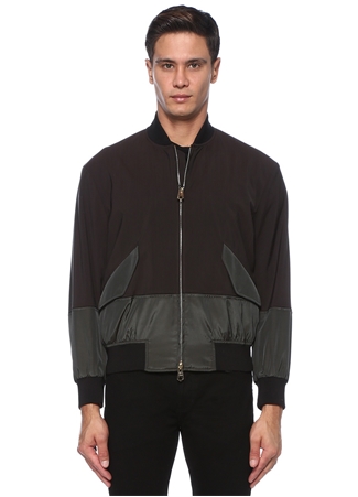 Paul Smith Erkek Haki Dik Yaka Garni Detaylı Yün Bomber Mont L Eu