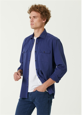 Beymen Club Erkek Comfort Fit Mavi Gabardin Gömlek S