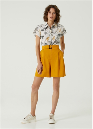Beymen Club Kadın Sarı Beli Kemerli Pilili Keten Şort 42 Beymen Club Kadın Sarı Beli Kemerli Pilili Keten Şort 42
