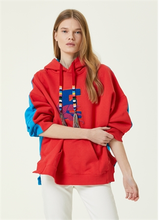 Etro Kadın Kırmızı Mavi Kapüşonlu Logolu Sweatshirt S EU Etro Kadın Kırmızı Mavi Kapüşonlu Logolu Sweatshirt S EU