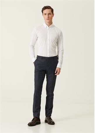 Rota Erkek Mavi Mikro Desenli Yün Pantolon 54 IT