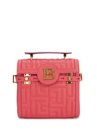 Balmain Kadın B Buzz Pembe Kapitoneli Deri Omuz Çantası EU Balmain Kadın B Buzz Pembe Kapitoneli Deri Omuz Çantası EU
