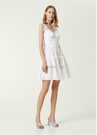 Dolce&Gabbana Kadın Beyaz Dantel Garnili Mini Elbise 42 IT Dolce&Gabbana Kadın Beyaz Dantel Garnili Mini Elbise 42 IT