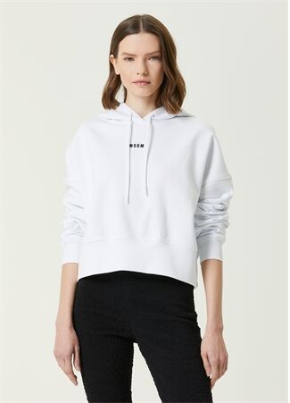 Msgm Kadın Beyaz Logolu Sweatshirt XS EU
