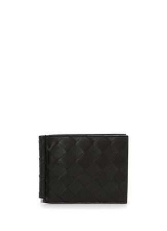 Bottega Veneta Erkek Siyah Örgü Deri Cüzdan EU