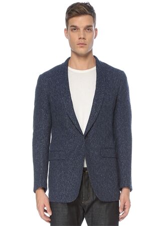 Pal Zileri Erkek Lacivert Dokulu Keten Ceket 48 IT