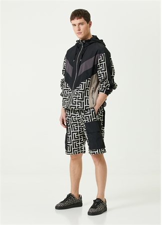 Balmain Erkek Ekru Siyah Logo Motifli Bermuda 48 IT Balmain Erkek Ekru Siyah Logo Motifli Bermuda 48 IT