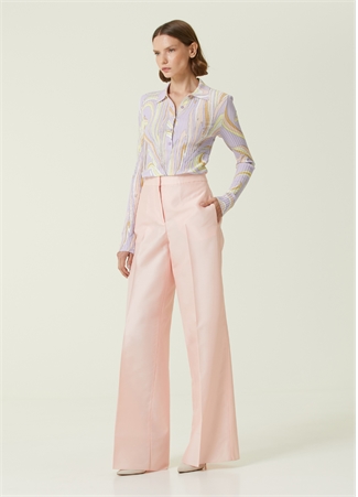 Emilio Pucci Kadın Pembe Bol Paça Yün Pantolon 42 IT Emilio Pucci Kadın Pembe Bol Paça Yün Pantolon 42 IT