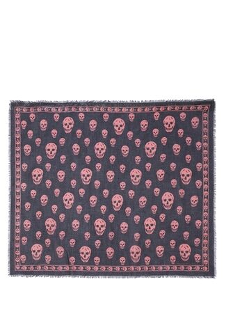 Alexander McQueen Kadın Siyah Kurukafa Desenli Şal EU