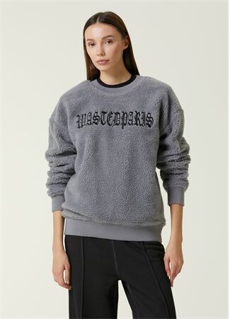Wasted Kadın Gri Yazı Nakışlı Sweatshirt S EU Wasted Kadın Gri Yazı Nakışlı Sweatshirt S EU
