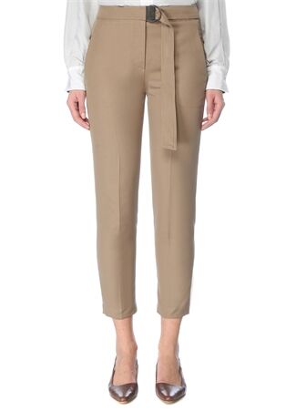 Brunello Cucinelli Kadın Bej Dar Paça Pantolon 36 IT